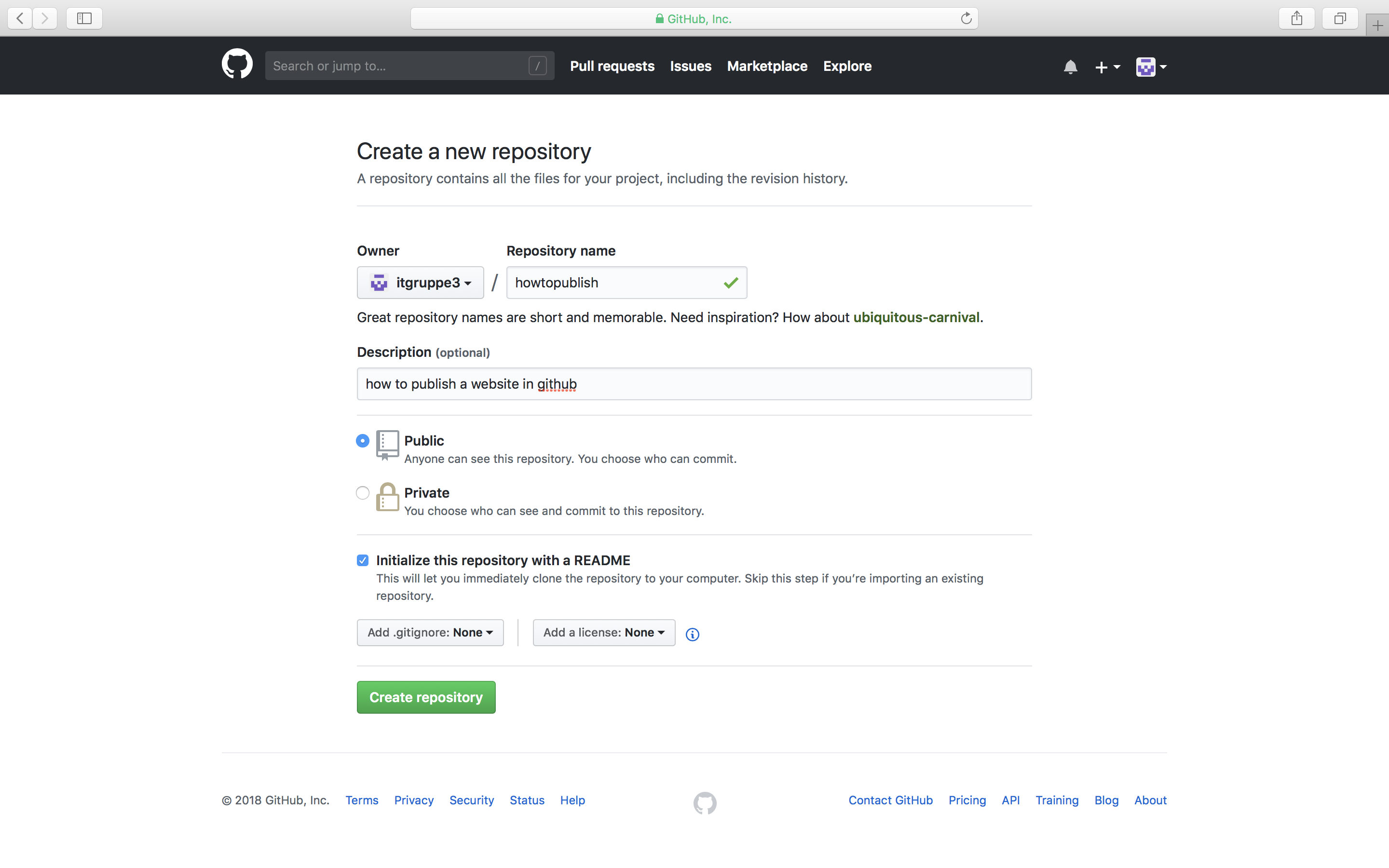 Hvordan publisere nettside på github