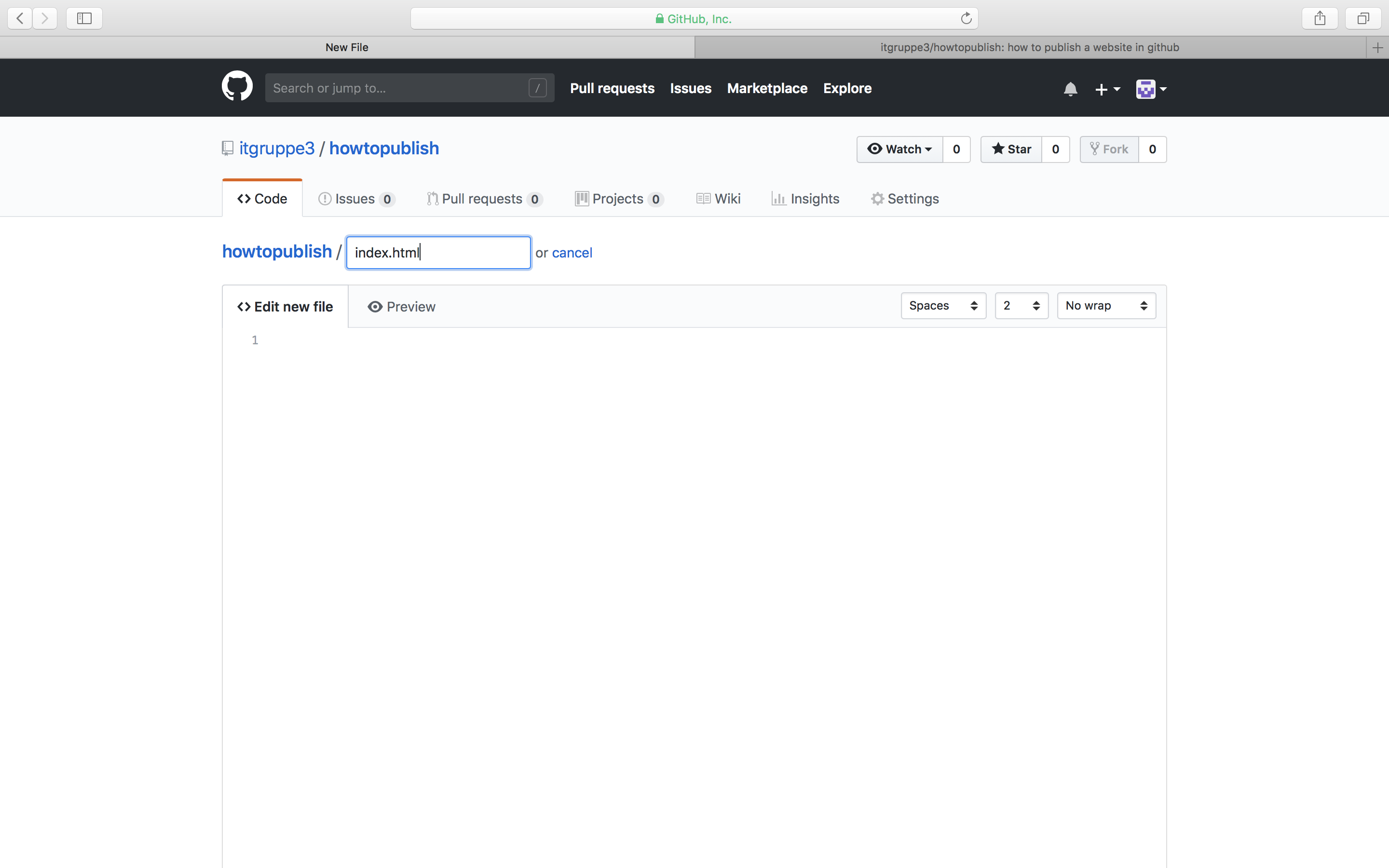 Hvordan publisere nettside på github